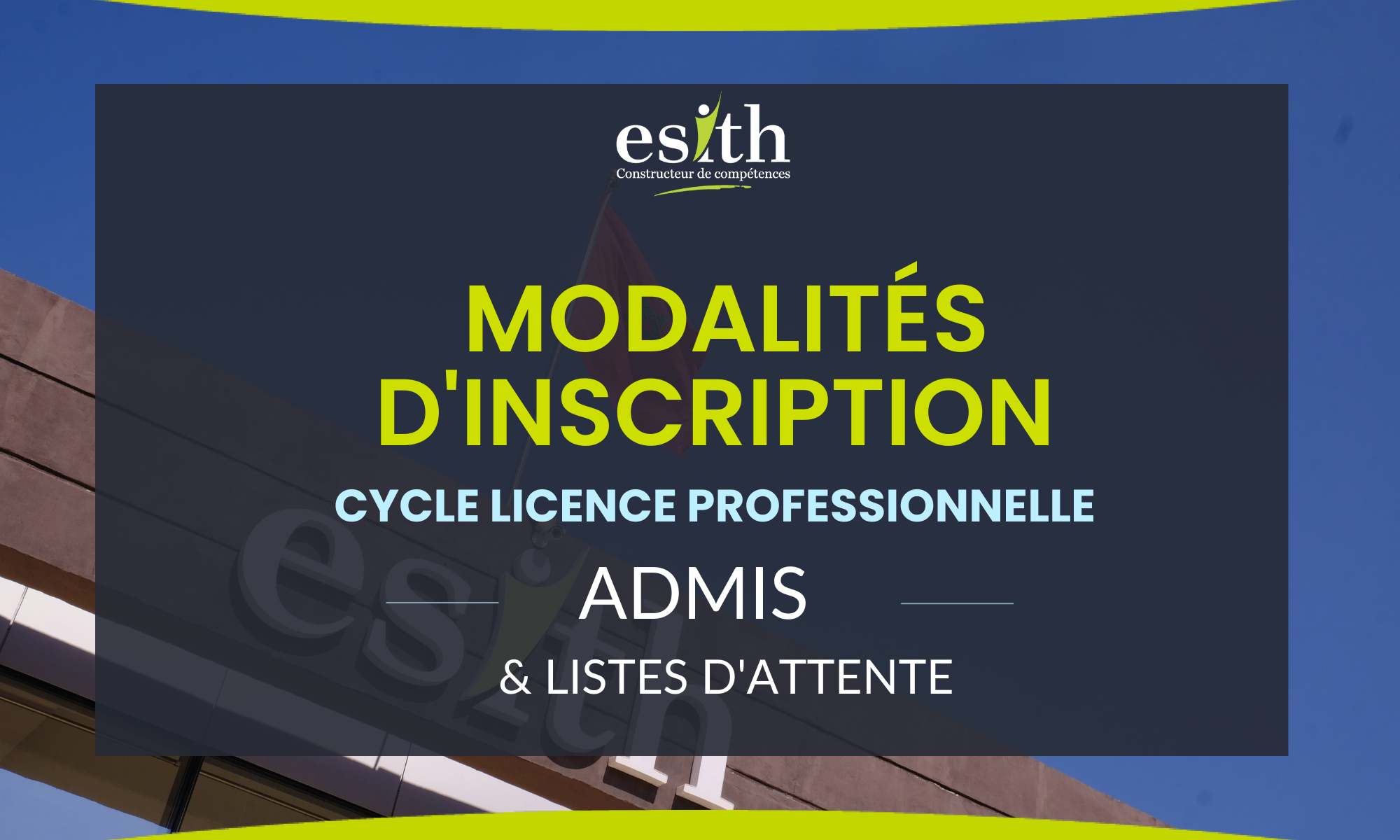 Cycle Licence Professionnelle- Modalités d’inscription 2023-2024 – ESITH